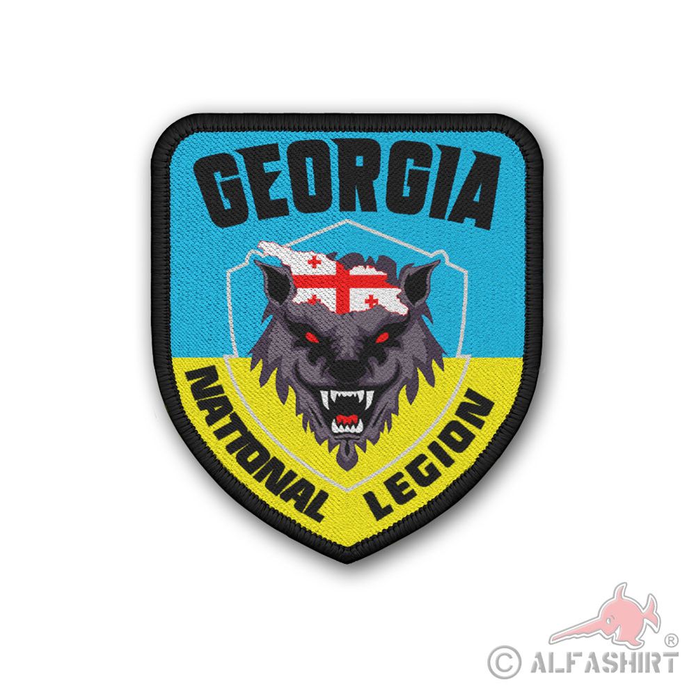 Patch Georgian National Legion Ukraine Abzeichen Georgien Soldat Wolf#40814