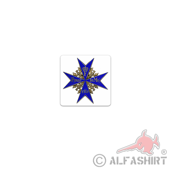 Pour le Mérite Orden Aufkleber Sticker Preußen Verdienst König 7x7cm #A3646